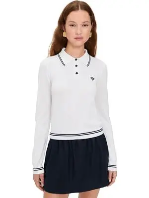 FRAME Long Sleeve Tennis Polo - White