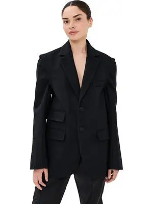 Tibi Bonded Recycled Felted Wool Convertible Blazer - Black