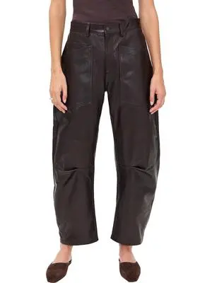NILI LOTAN Shon Leather Pants - Dark Brown