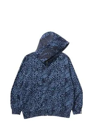A BATHING APE Wild Leopard Shark Full Zip Hoodie - Navy Blue