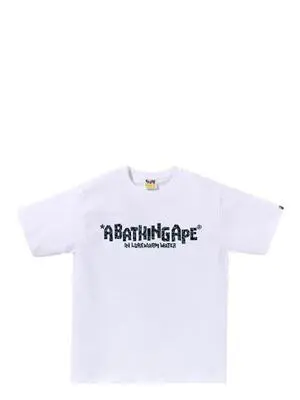 A BATHING APE Wild Leopard Pattern Primitive Logo Tee Shirt - White