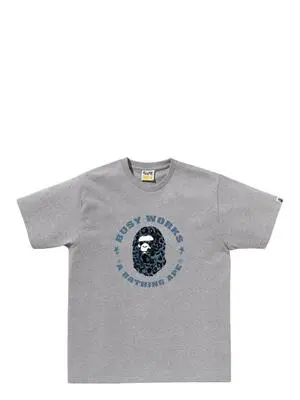 A BATHING APE Wild Leopard Pattern Busy Works Sta Tee Shirt - Gray