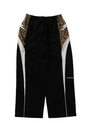 A BATHING APE Wild Leopard Pattern Oversized Fit Track Pants - Black
