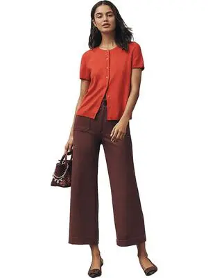 Maeve The Colette Knit Crop Wide-leg Pants - Cocoa Plum