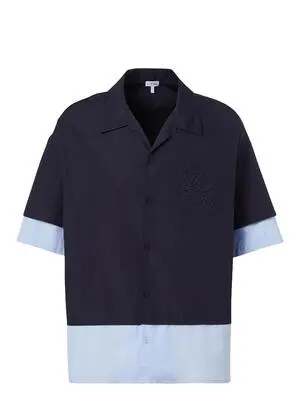 Loewe Anagram Cotton Poplin Bowling Shirt - Blue