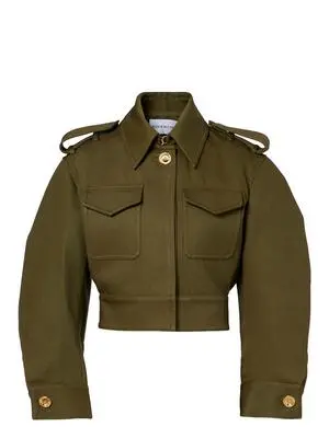 Givenchy Cropped Cotton And Wool Jacket - Green