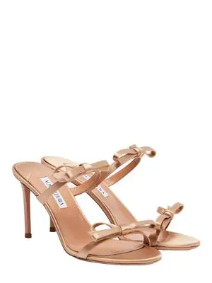 AQUAZZURA Soave 85 Bow-detail Satin Sandals - Beige
