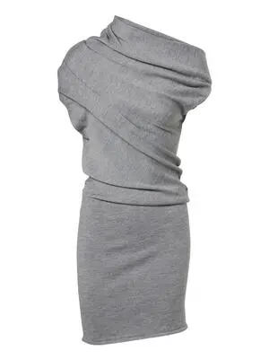 Staud Mabel One-shoulder Wool Minidress - Grey