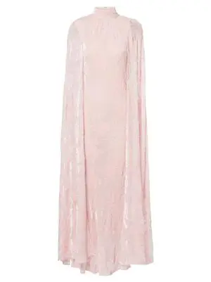 RODARTE Caped Velvet Devoré Gown - Pink