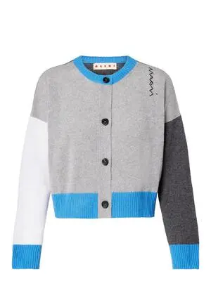 Marni Colorblocked Cashmere Cardigan - Grey