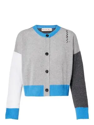 Marni Colorblocked Cashmere Cardigan - Grey