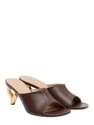 JW Anderson Stitch Leather Mules - Brown