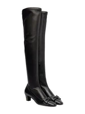 Valentino Garavani Bowow 45 Leather Over-the-knee Boots - Black