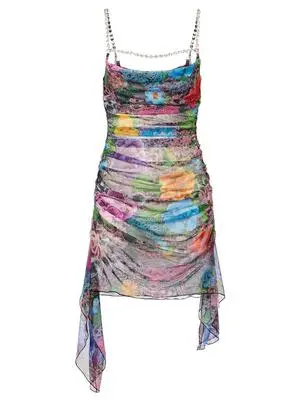 AREA Crystal-embellished Tulle Minidress - Multicoloured