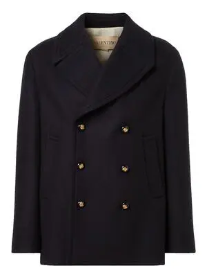 Valentino Garavani Double-breasted Virgin Wool Jacket - Blue