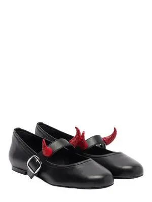 Coperni X Disney® Leather Mary Jane Flats - Black