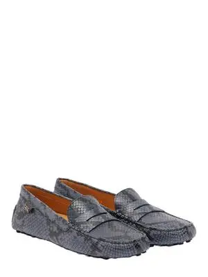 TOD'S Gommino Snake-effect Leather Driving Shoes - Blue