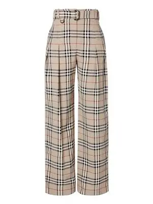 Burberry Belted Wide-leg Pants - Beige