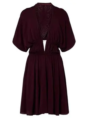 Alaïa Gathered Open-back Minidress - Burgundy