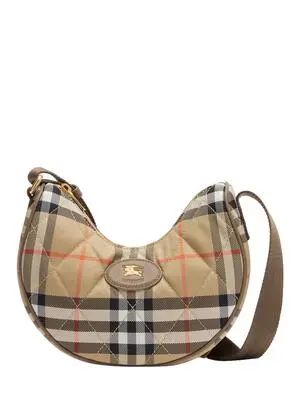 Burberry Horseshoe Small Check Crossbody Bag - Beige