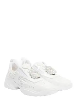 ROGER VIVIER Viv' On The Run Leather-trimmed Sneakers - White