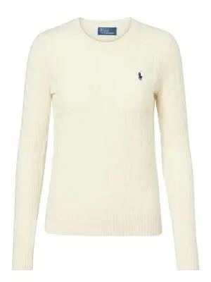 Polo Ralph Lauren Pony Cable-knit Wool And Cashmere Sweater Silver