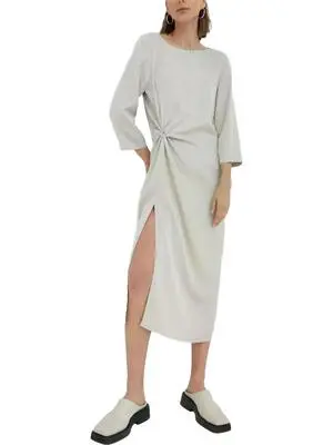 BRUUNS BAZAAR Twist-front Midi Dress - Grey