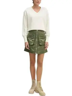 AERONAUTICA MILITARE Crystal-embellished V-neck Sweatshirt - Neutrals