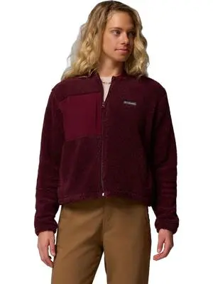 Columbia Fleece Bomber Full Zip Jacket Rich Wine
