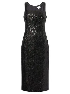 GENNY Sequin Sleeveless Tweed Mini Dress - Black