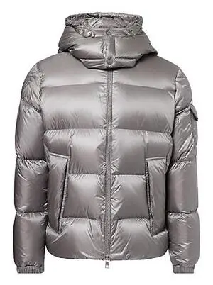 Moncler Logo-Patch Padded Down Jacket Charcoal