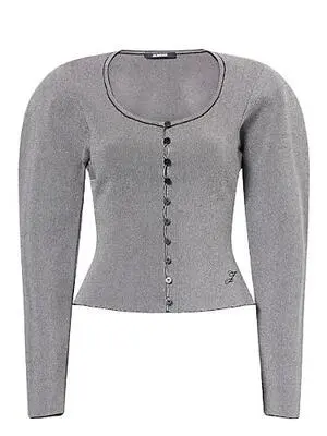 Jacquemus Le Sera Scoop-neck Knitted Cardigan - Dark Grey