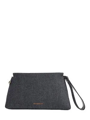 Givenchy Logo-embroidered Denim Pouch - Indigo Blue