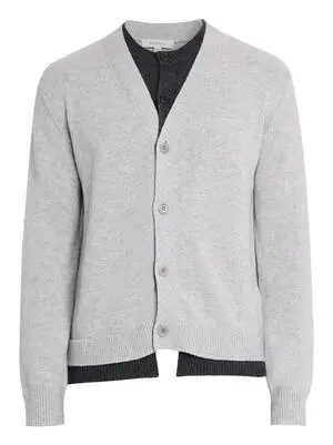 JW Anderson Contrast Layered Cardigan - Charcoal Melange