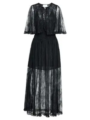 AKNVAS Tissy Lace Cape Gown - Black