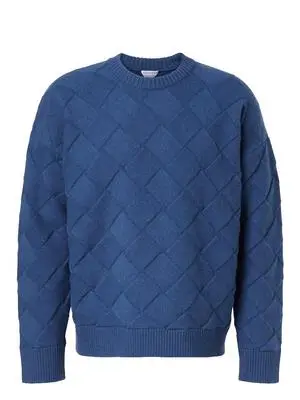 Bottega Veneta Intreccio Wool-blend Sweater - Blue