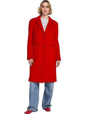 ELLE COLLECTION Tailored Melton Trench Coat With Printed Lining - Red Amour