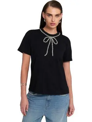 ELLE COLLECTION Embellished Bow T-shirt - Black