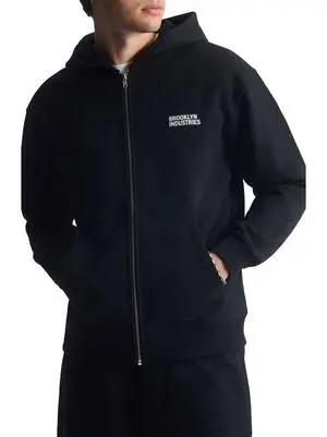 Brooklyn Industries Logo Cotton Zip Hoodie - Black