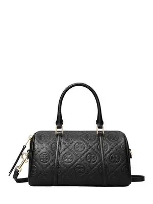 Tory Burch Mini T Monogram Leather Barrel Bag - Black
