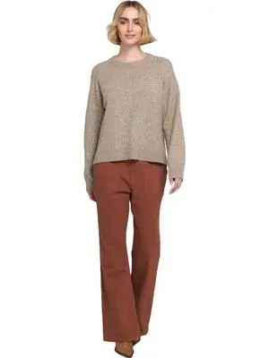 ELLE COLLECTION Pearl Trimmed Pullover Sweater - Latte