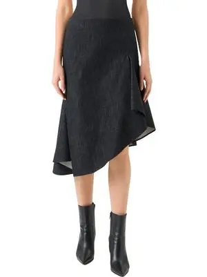 Akris Asymmetric Denim Skirt - Black Denim