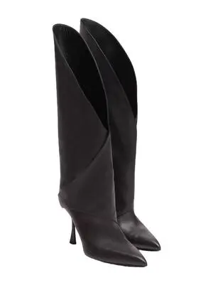 Balmain Twist Heeled Leather Boots - Black