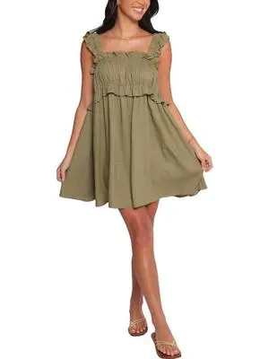 PETAL & PUP Orion Frill Strap Mini Sundress - Olive
