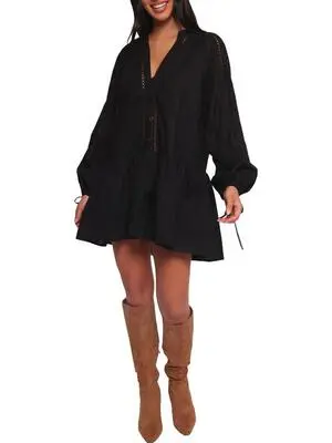 PETAL & PUP Hart Long Sleeve Mini Dress Black