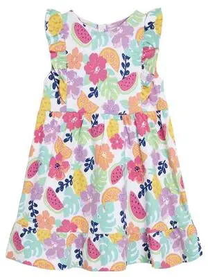 JOJO MAMAN BEBE Jungle Floral Frill Cotton Jersey Sundress - Coral