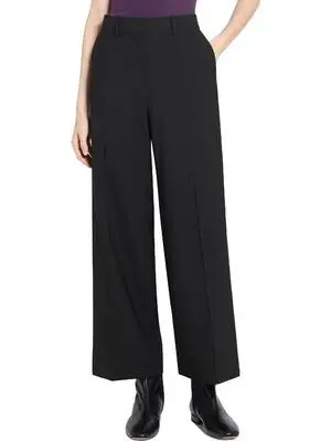 Theory Stretch Wool Wide-leg Pants - Black - 001