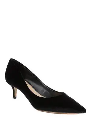 Badgley Mischka Enola Pointed Toe Kitten Heel Pump - Black Velvet