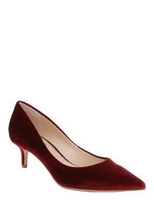 Badgley Mischka Enola Pointed Toe Kitten Heel Pump - Bordo Velvet
