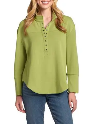 APNY Grommet Henley Long Sleeve Top - Citron